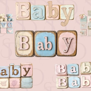 Baby Blocks With Letter PNG Clipart Set Nursery Decoration Pastel ...