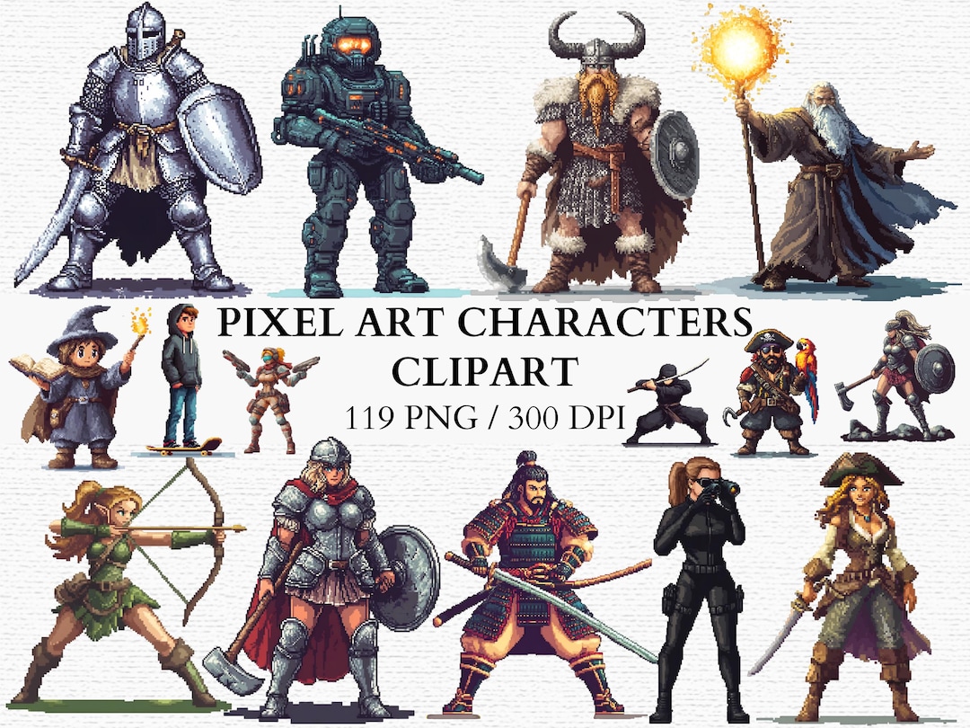 Fantasy Pixel Art Characters Bundle RPG Clipart for Games Dnd Tokens ...