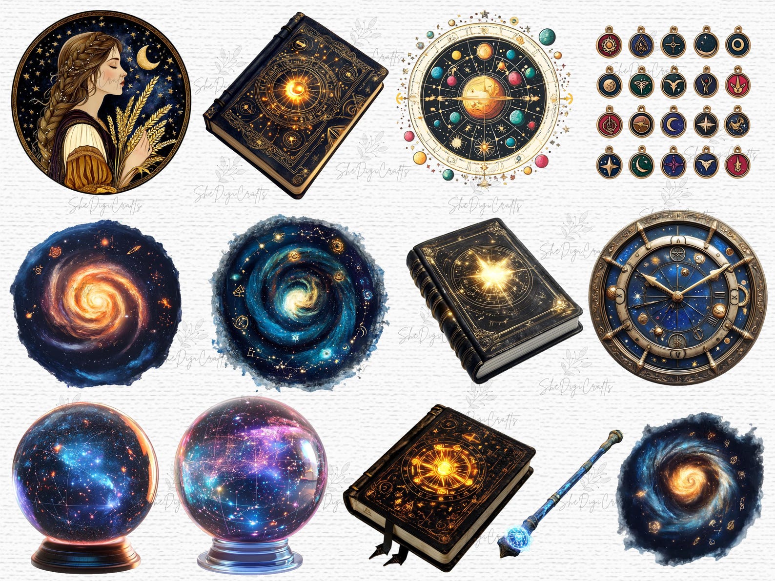 Zodiac Sign Clipart Bundle Astrology Birthday PNG Horoscope ...