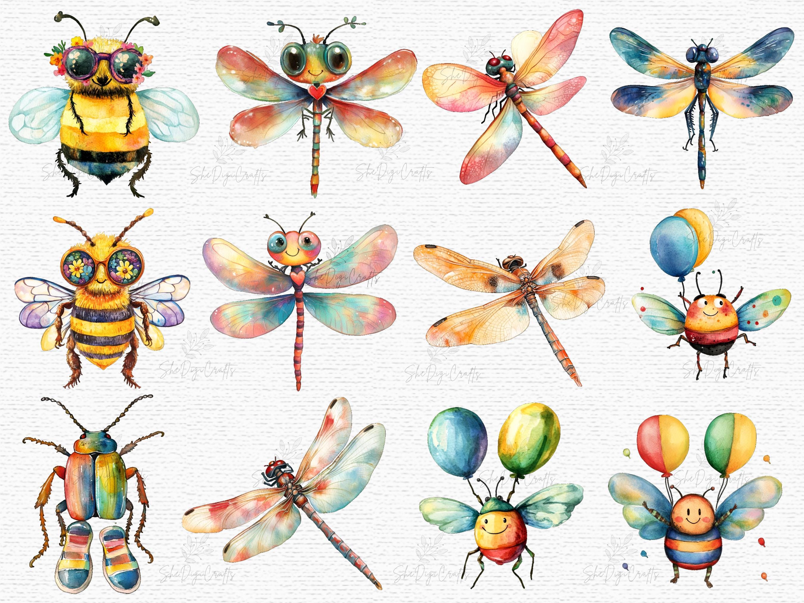 Quirky Bug Clipart Bundle Cute Insect Pngs Rainbow Beetles Cartoon ...