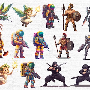 Fantasy Pixel Art Characters Bundle RPG Clipart for Games Dnd Tokens ...