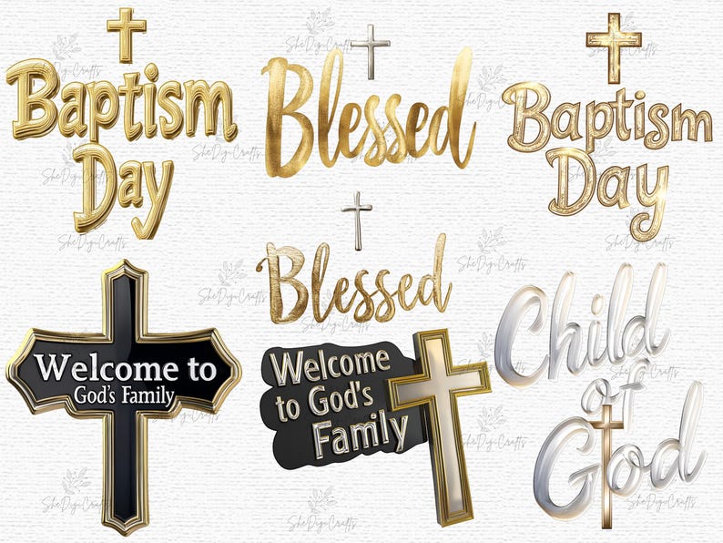Elegant Gold Baptism Clipart Religious Cross and Bible SVG PNG ...