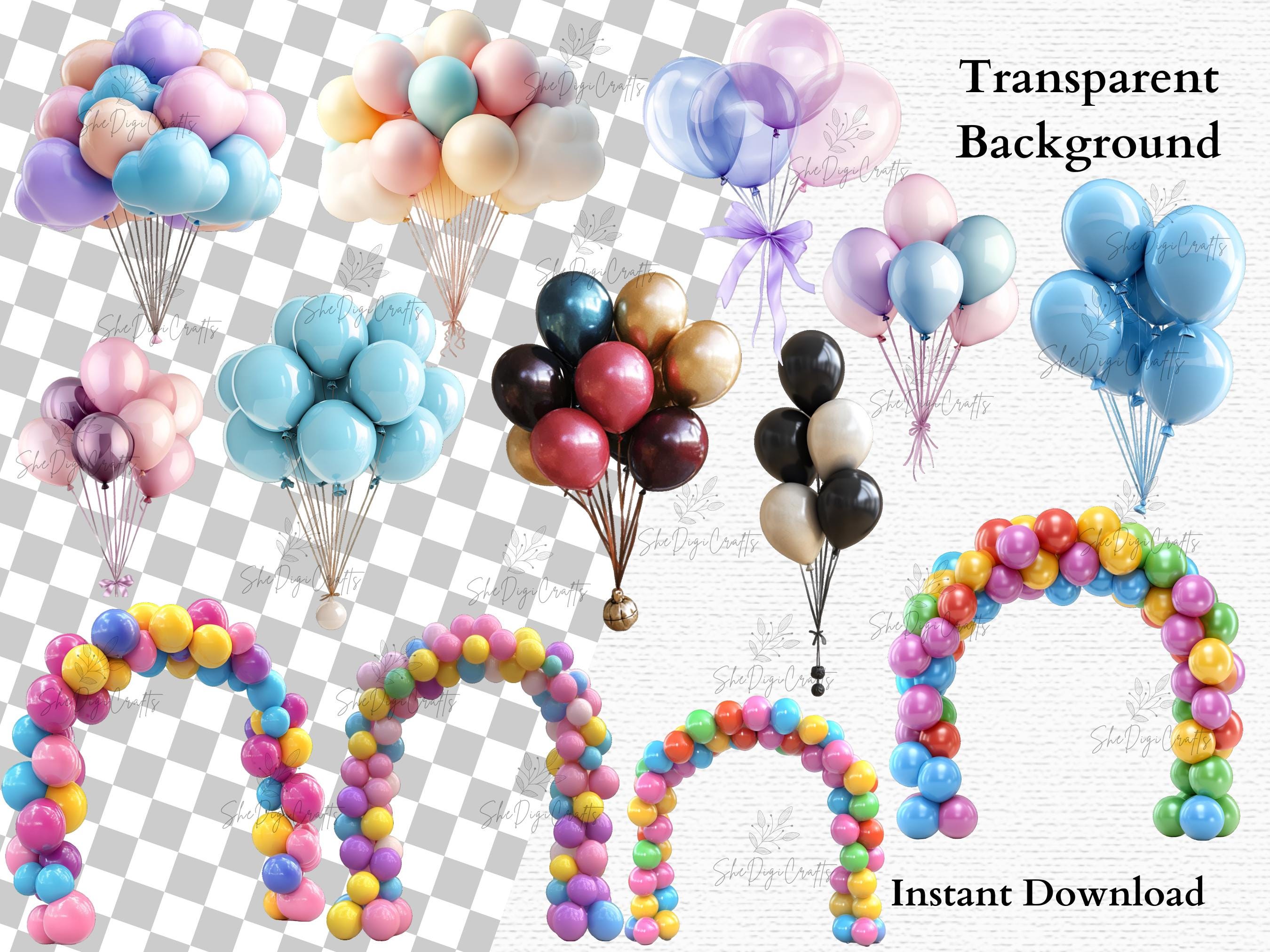 Balloon Clipart Bundle Party PNG Metallic Pastel Balloons Birthday ...