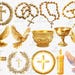 Gold Baptism Clipart Christian PNG SVG, Elegant Religious Cross Dove ...