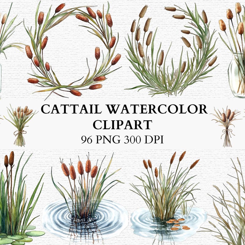 Watercolor Cattails - Etsy