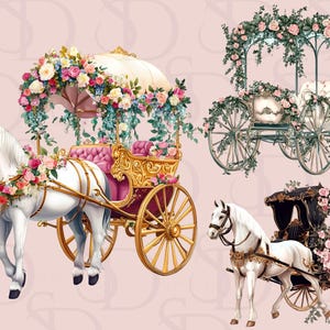 Floral Horse-drawn Carriage PNG Clipart Fairytale Weddings Princess ...