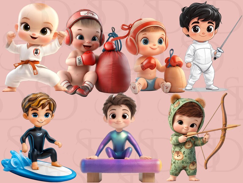 Baby Boy Sports Clipart Cute PNG Designs With Balls Jerseys Shoes and ...