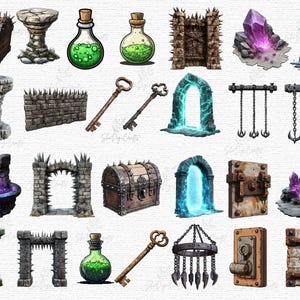 Dungeon Map Assets Clipart RPG Fantasy Tokens Dnd Trap Elements Magic ...