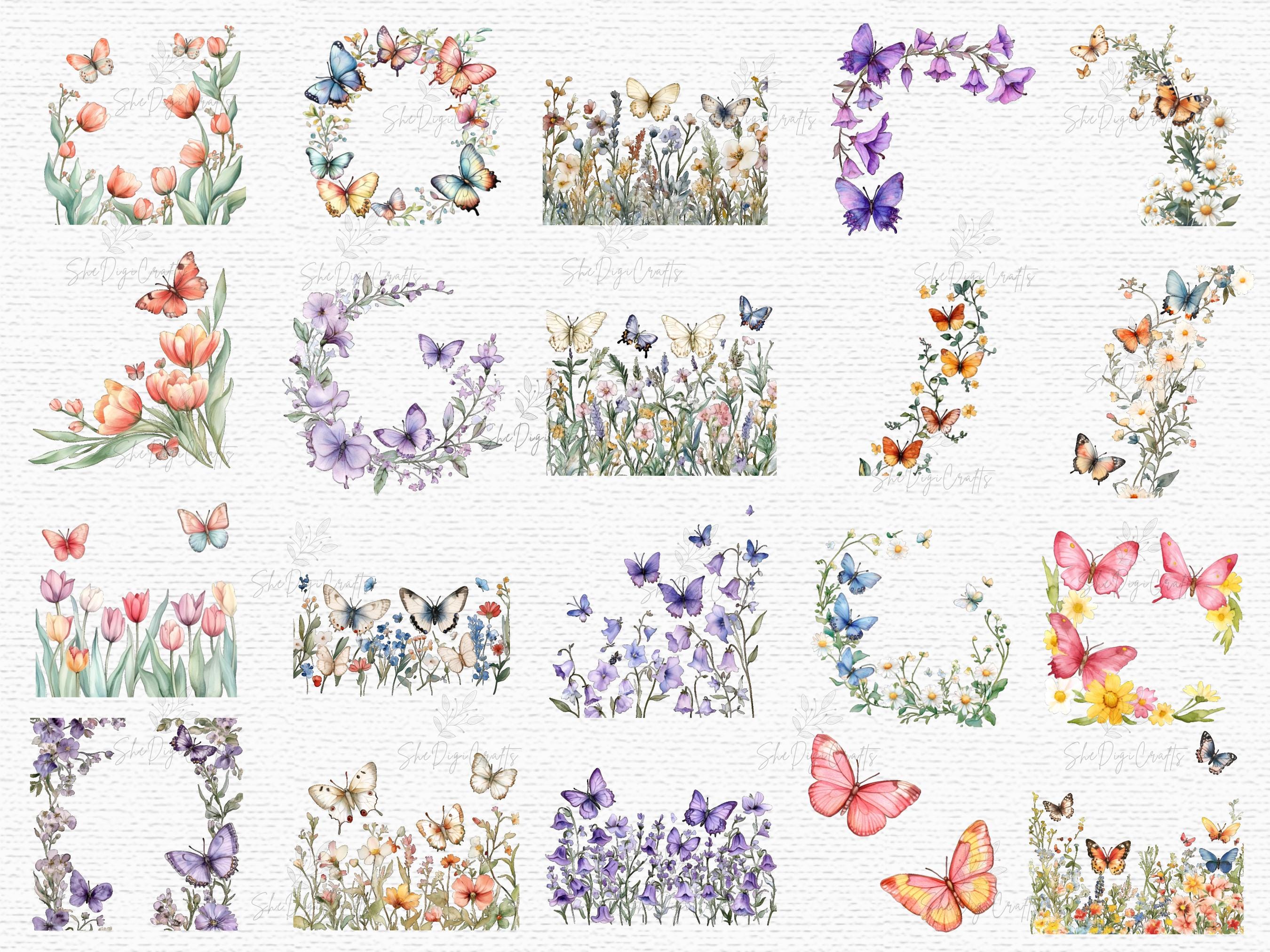 Spring Butterfly Border Clipart Floral Wreath Png Transparent ...