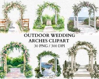 Outdoor Wedding Arch Clipart Set Floral Garden Arches PNG Boho Rustic ...