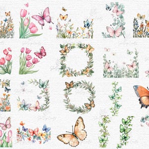 Spring Butterfly Border Clipart Floral Wreath Png Transparent ...