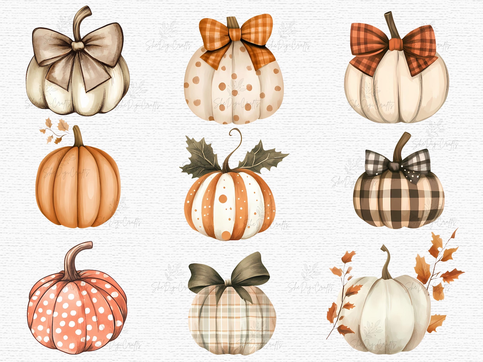 50 Set Fall Pumpkins Clipart PNG Autumn Watercolor Thanksgiving Art ...
