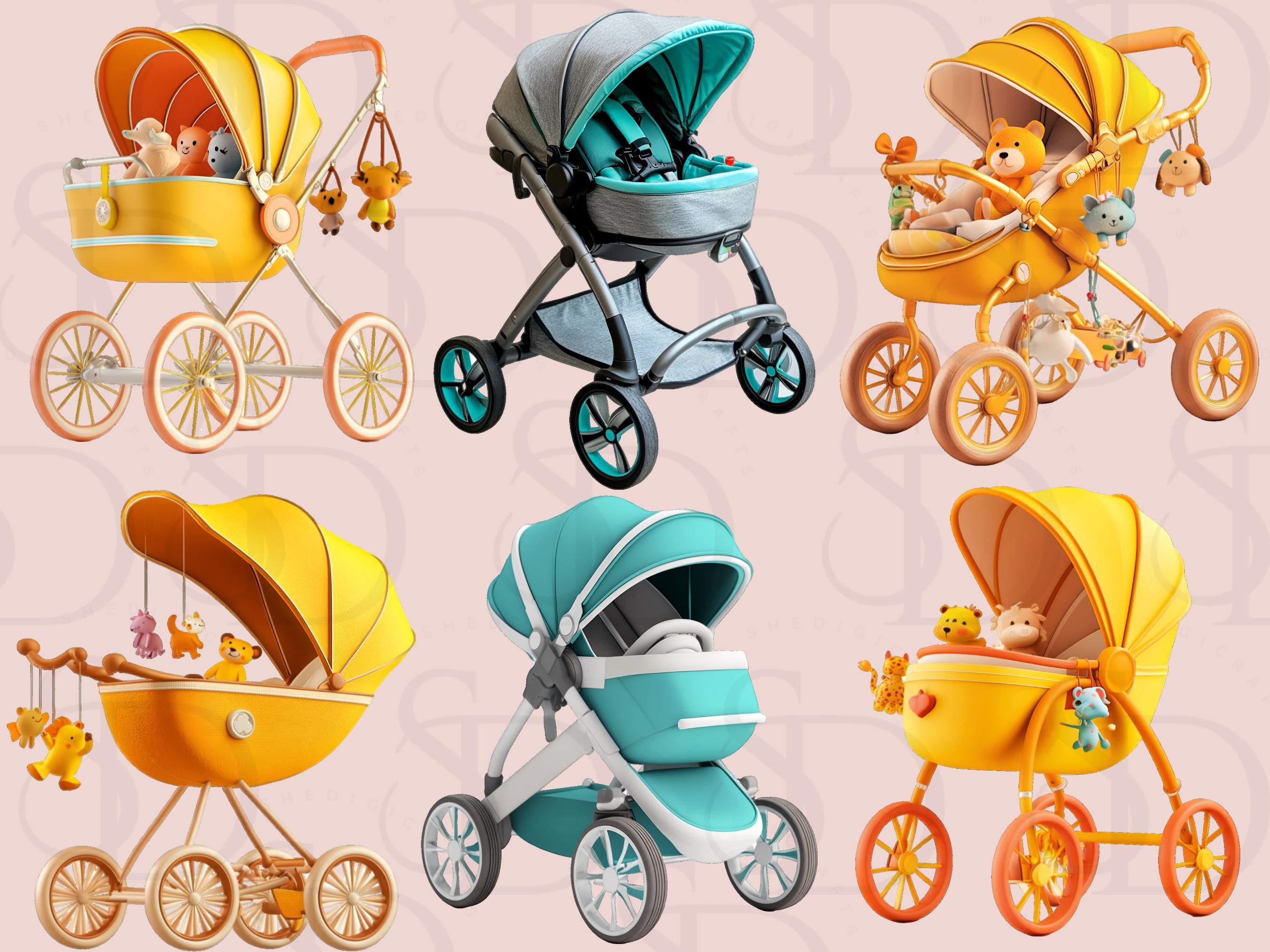 Baby Stroller PNG Clipart Cute Pram Design for Baby Shower Invitations ...