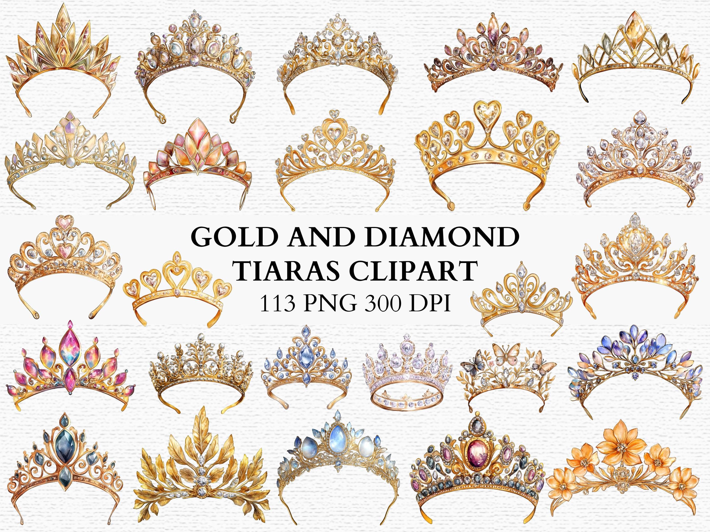Gold and Diamond Tiara Clipart Princess Crown PNG Luxury Bridal ...