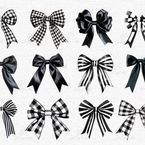 Black Bow Clipart Bundle 87 PNG Coquette Bows Satin Ribbon PNG Black ...