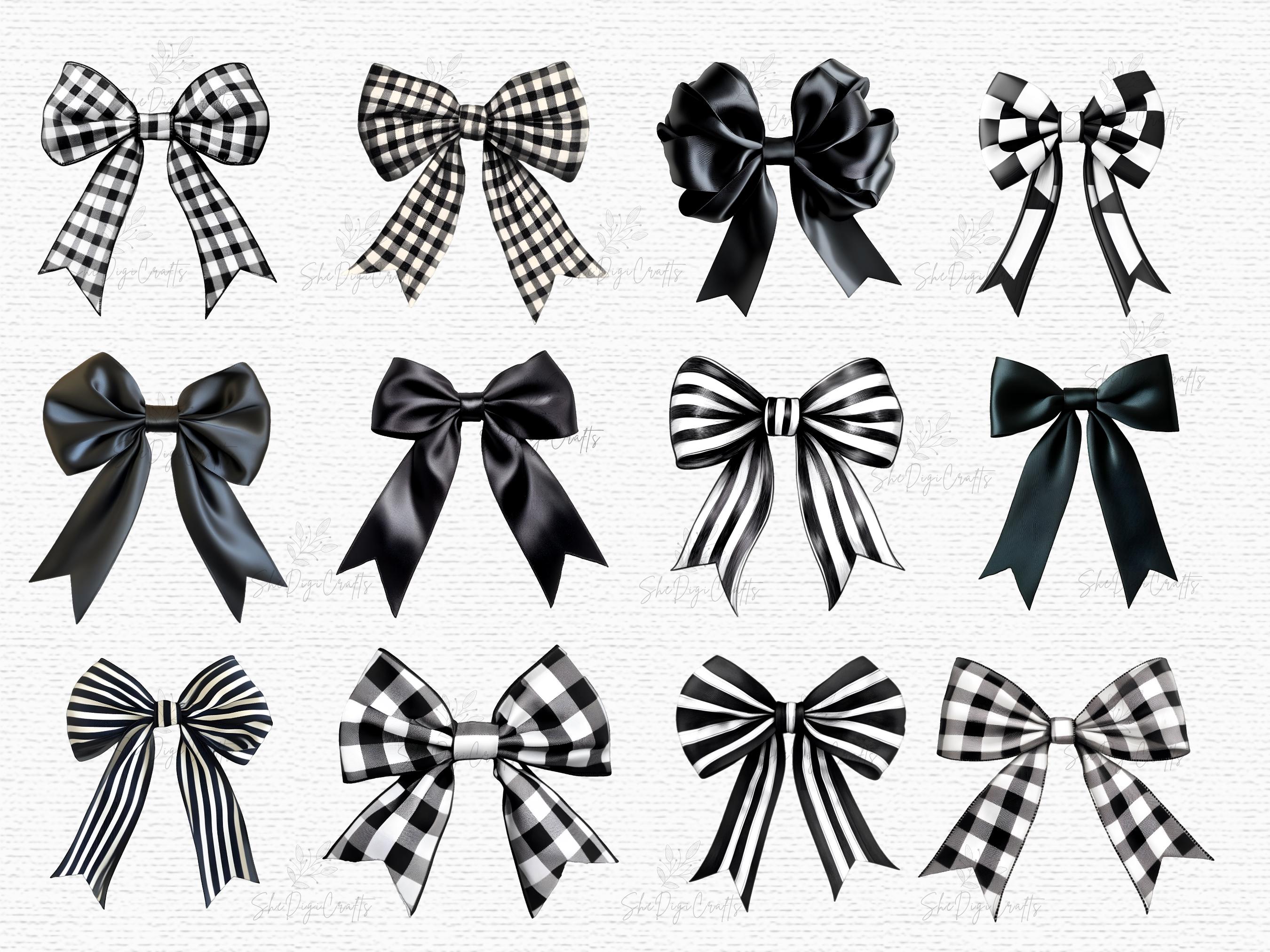 Elegant Black Bow Clipart Set 87 PNG Files Satin Ribbon Bows Black ...