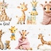 Cute Baby Giraffe PNG Clipart Bundle Baby Shower Girl Decorations ...