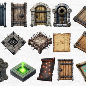 Dungeon Map Assets Clipart RPG Fantasy Tokens Dnd Trap Elements Magic ...