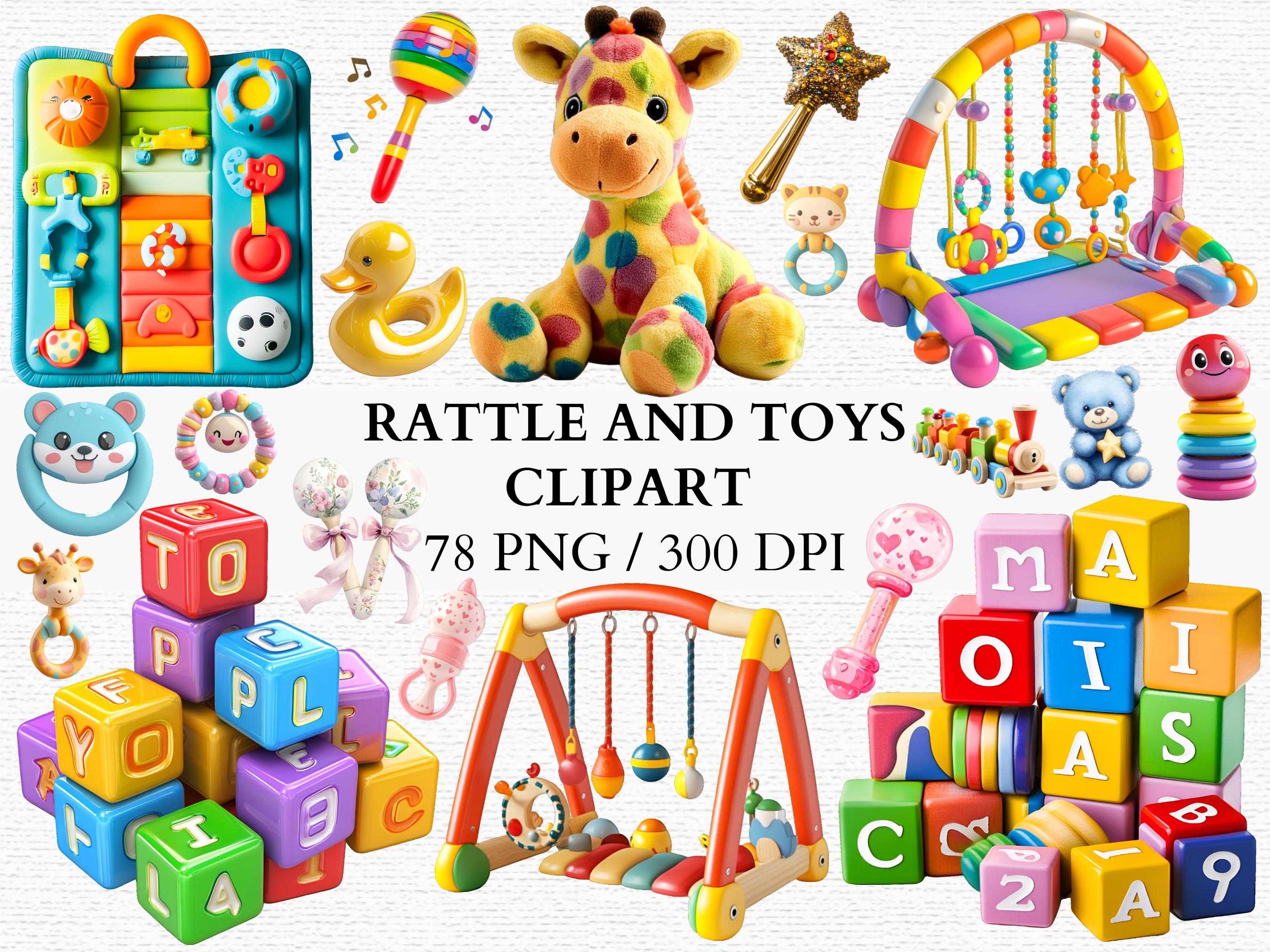 Cute Baby Rattles Png Clipart Set Baby Toys PNG Collection Colorful ...