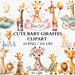 Cute Baby Giraffe PNG Clipart Bundle Baby Shower Girl Decorations ...