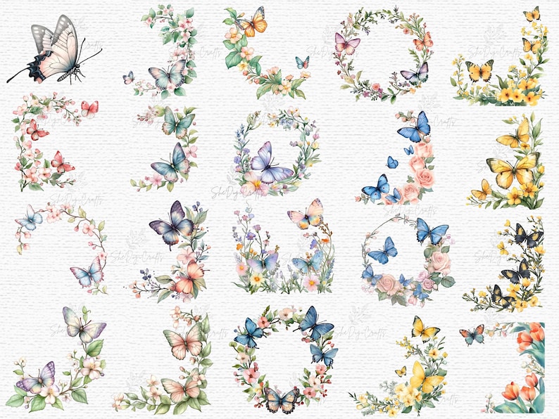 Spring Butterfly Border Clipart Floral Wreath Png Transparent ...