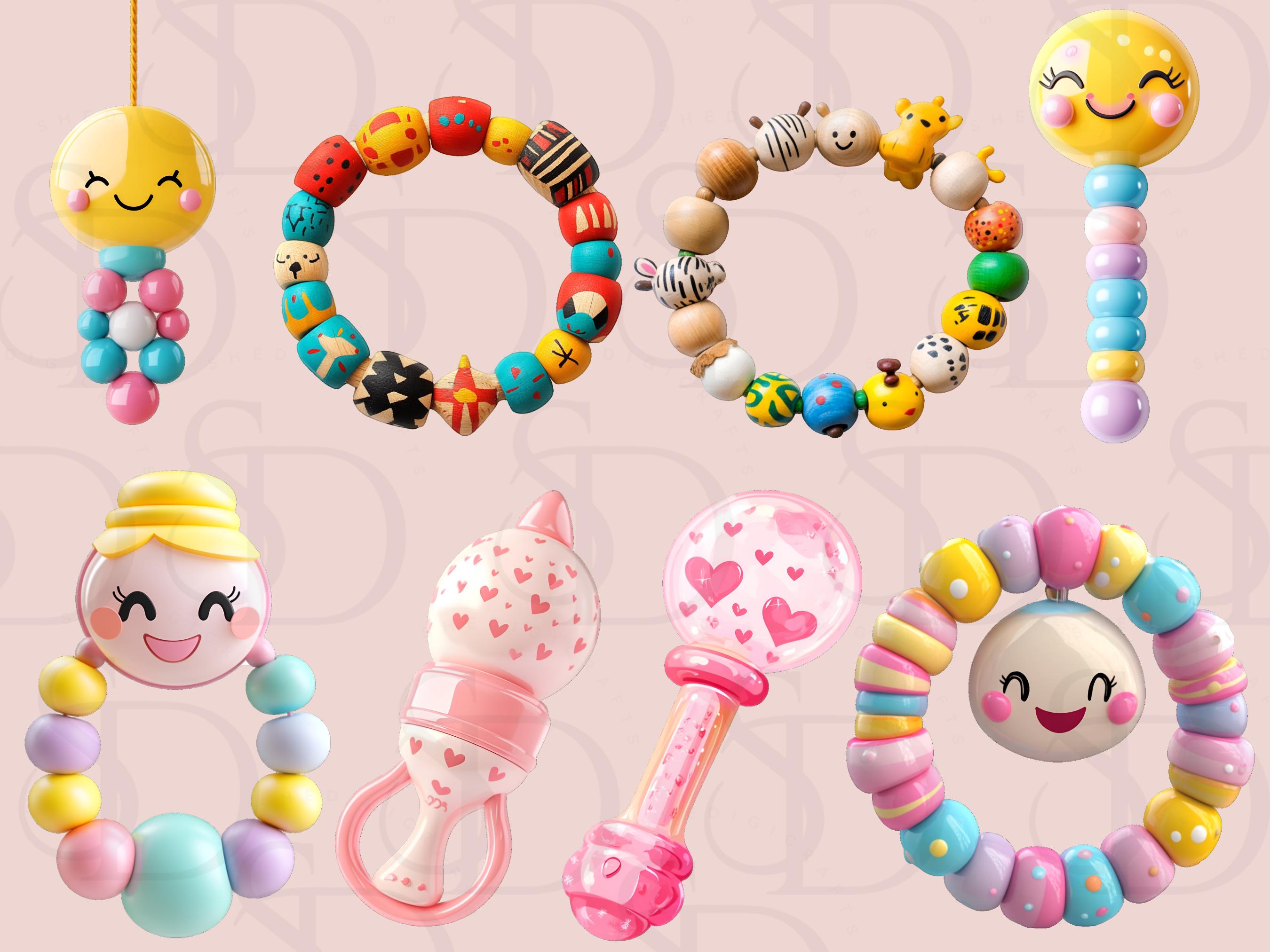Cute Baby Rattles Png Clipart Set Baby Toys PNG Collection Colorful ...