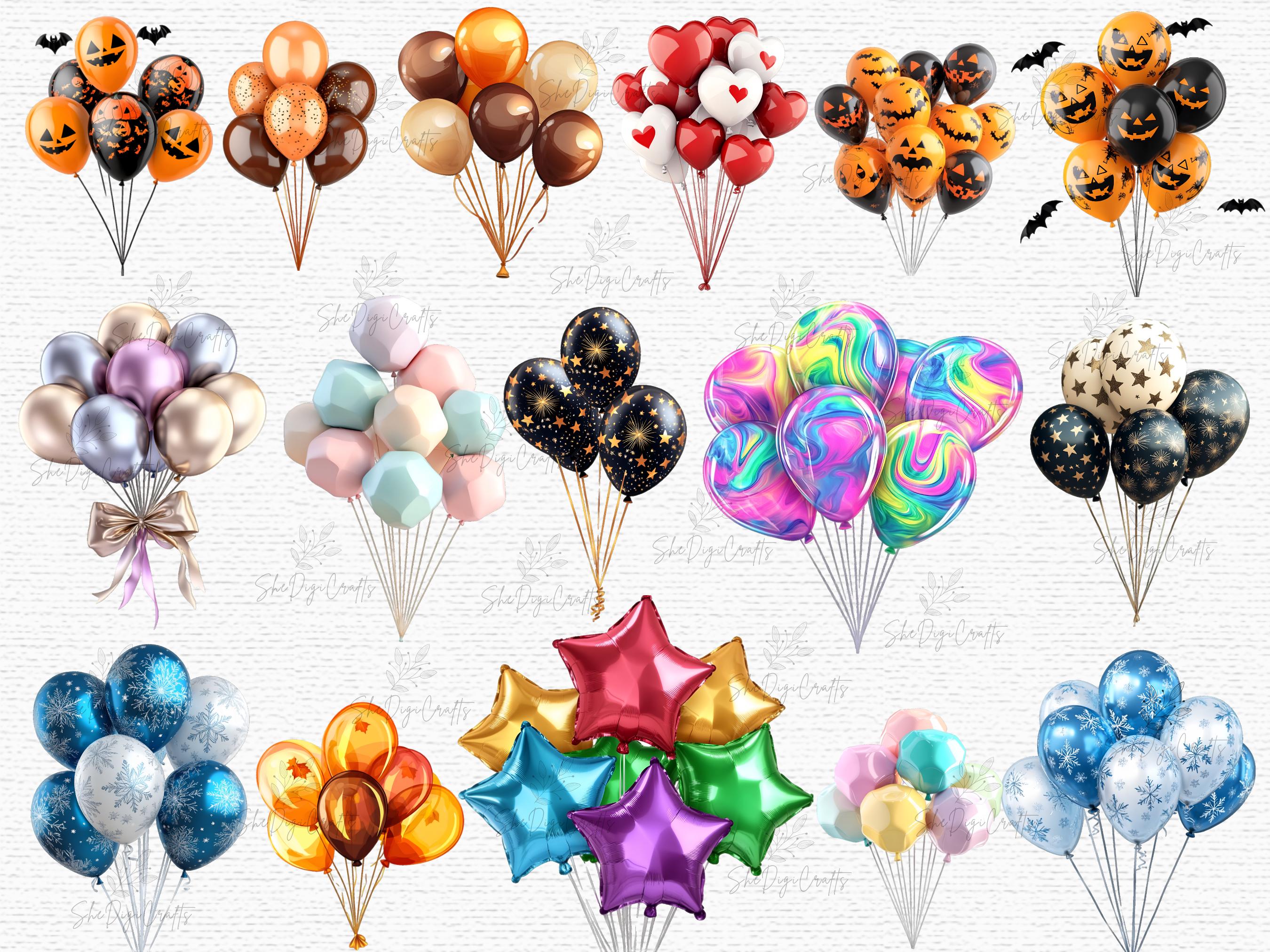 Balloon Clipart Bundle Party PNG Metallic Pastel Balloons Birthday ...