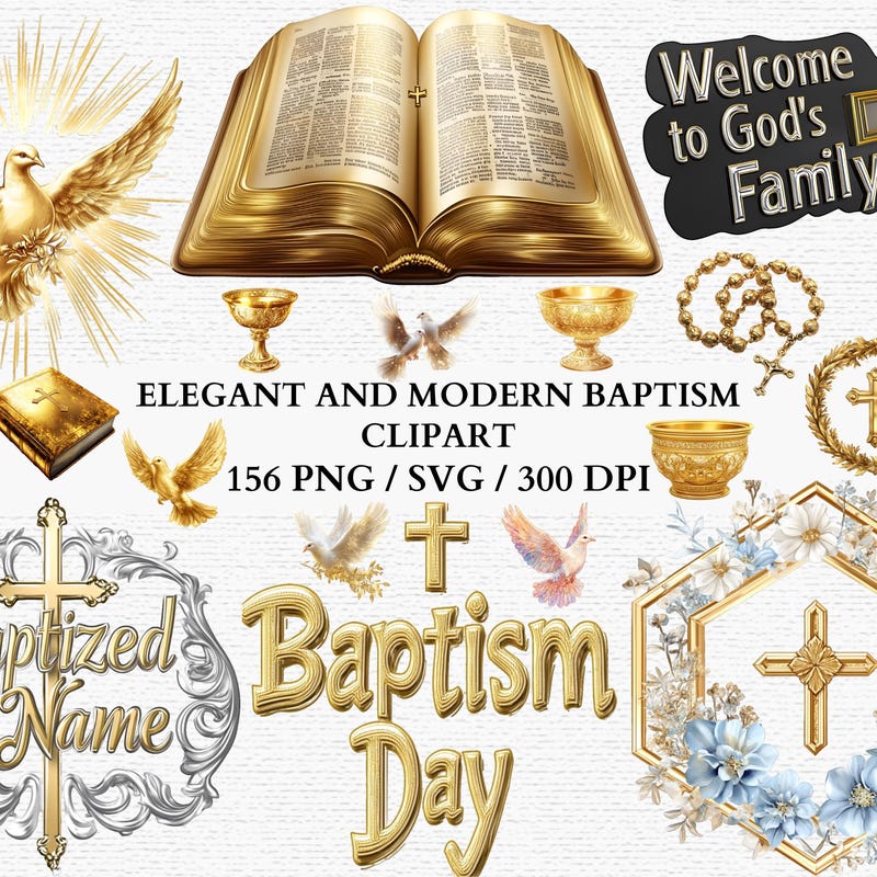Baptism Clipart - Etsy