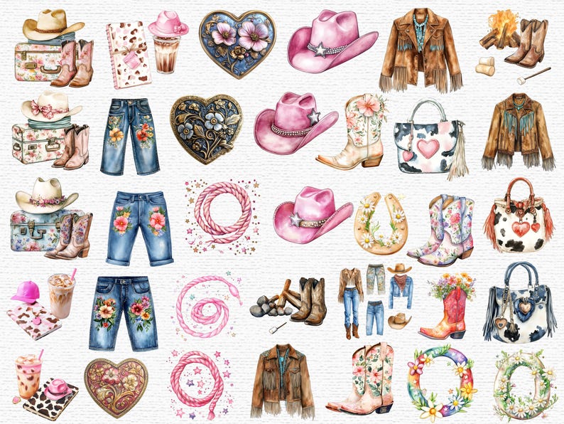 Curvy Cowgirl Clipart Set Western PNG Graphics Boho Cowgirl Digital ...