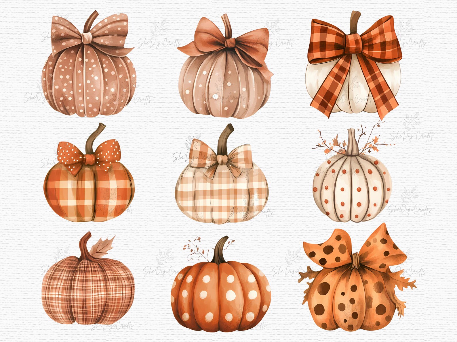 50 Set Fall Pumpkins Clipart PNG Autumn Watercolor Thanksgiving Art ...
