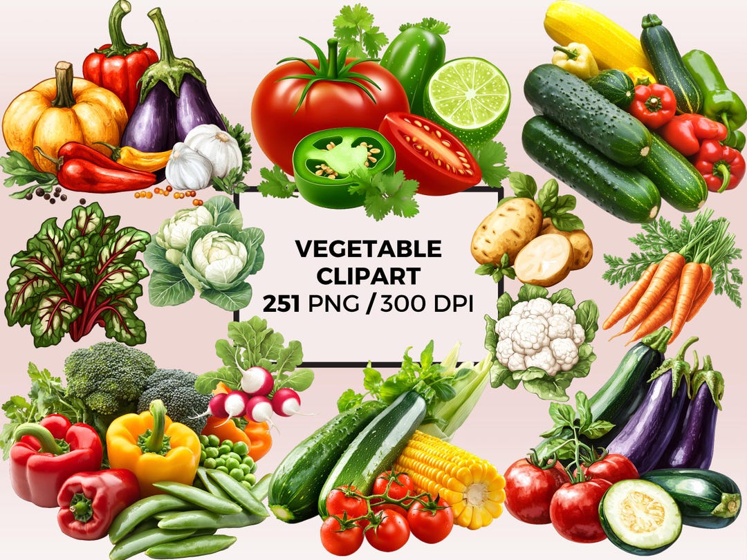 Watercolor Vegetable Clipart PNG Bundle Tomato Carrot Corn Painted ...