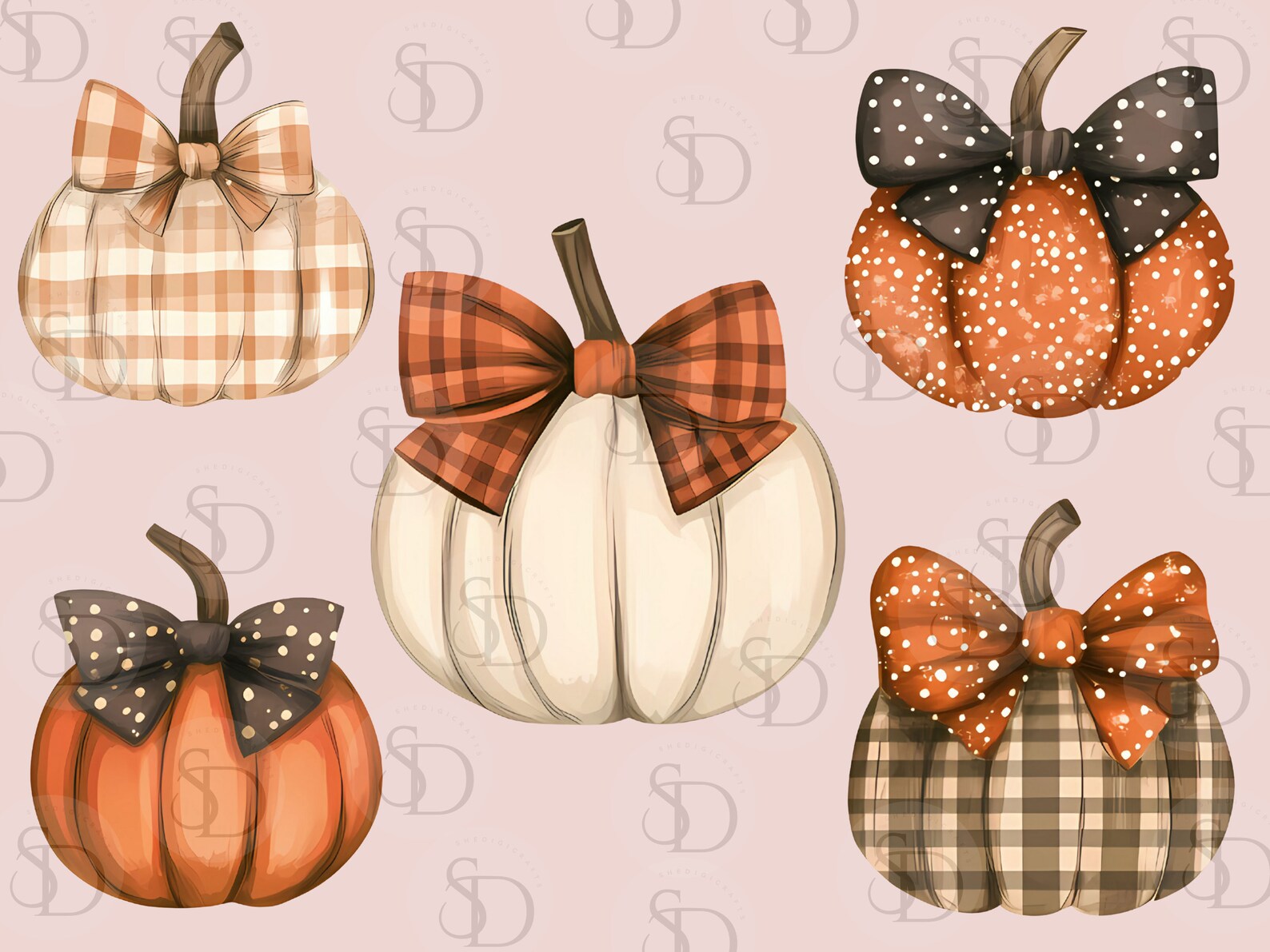 50 Set Fall Pumpkins Clipart PNG Autumn Watercolor Bundle Thanksgiving ...