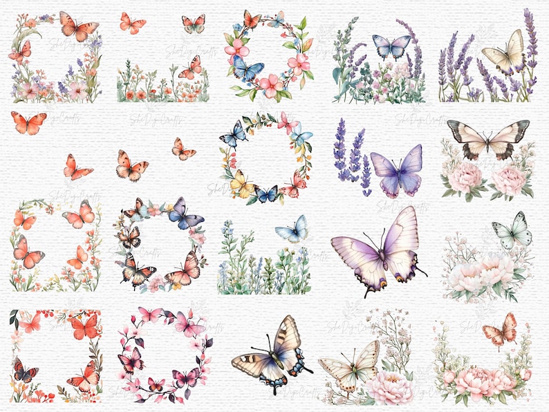 Spring Butterfly Border Clipart Floral Wreath Png Transparent ...