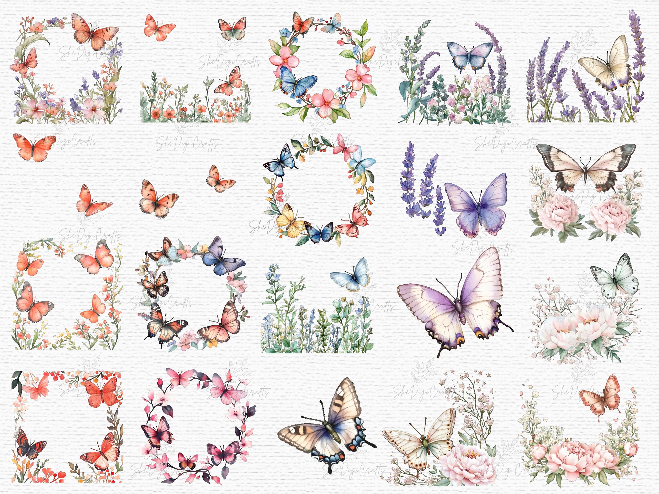 Spring Butterfly Border Clipart Floral Wreath Png Transparent ...