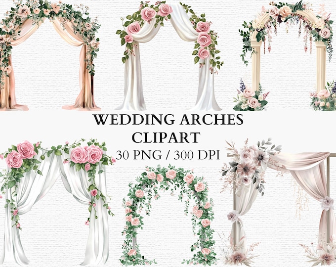 Wedding Arch Clipart Bundle Floral Arch PNG Set Ceremony Backdrop ...