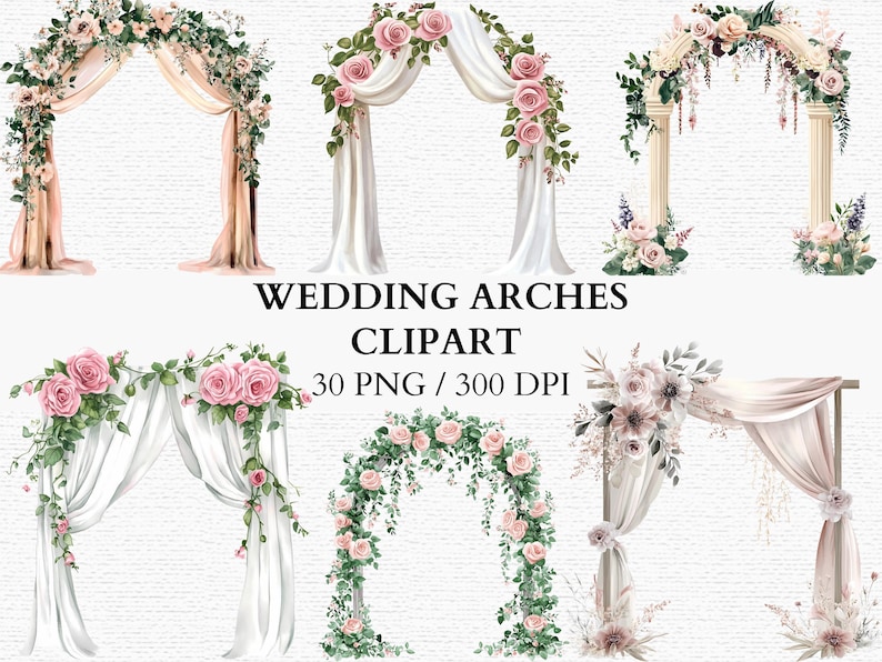 Wedding Arch Clipart Bundle Floral Arch PNG Set Ceremony Backdrop ...