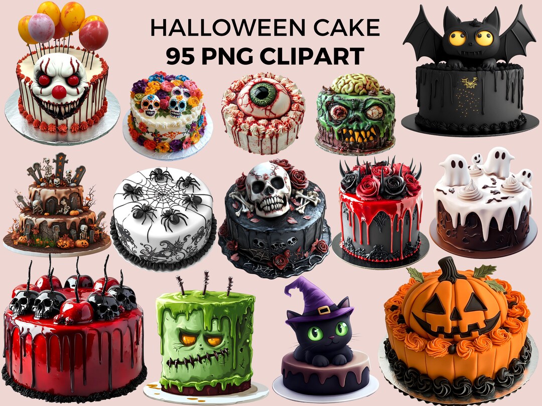 Halloween Cakes Clipart Watercolor Halloween Clipart PNG Spooky Creepy ...