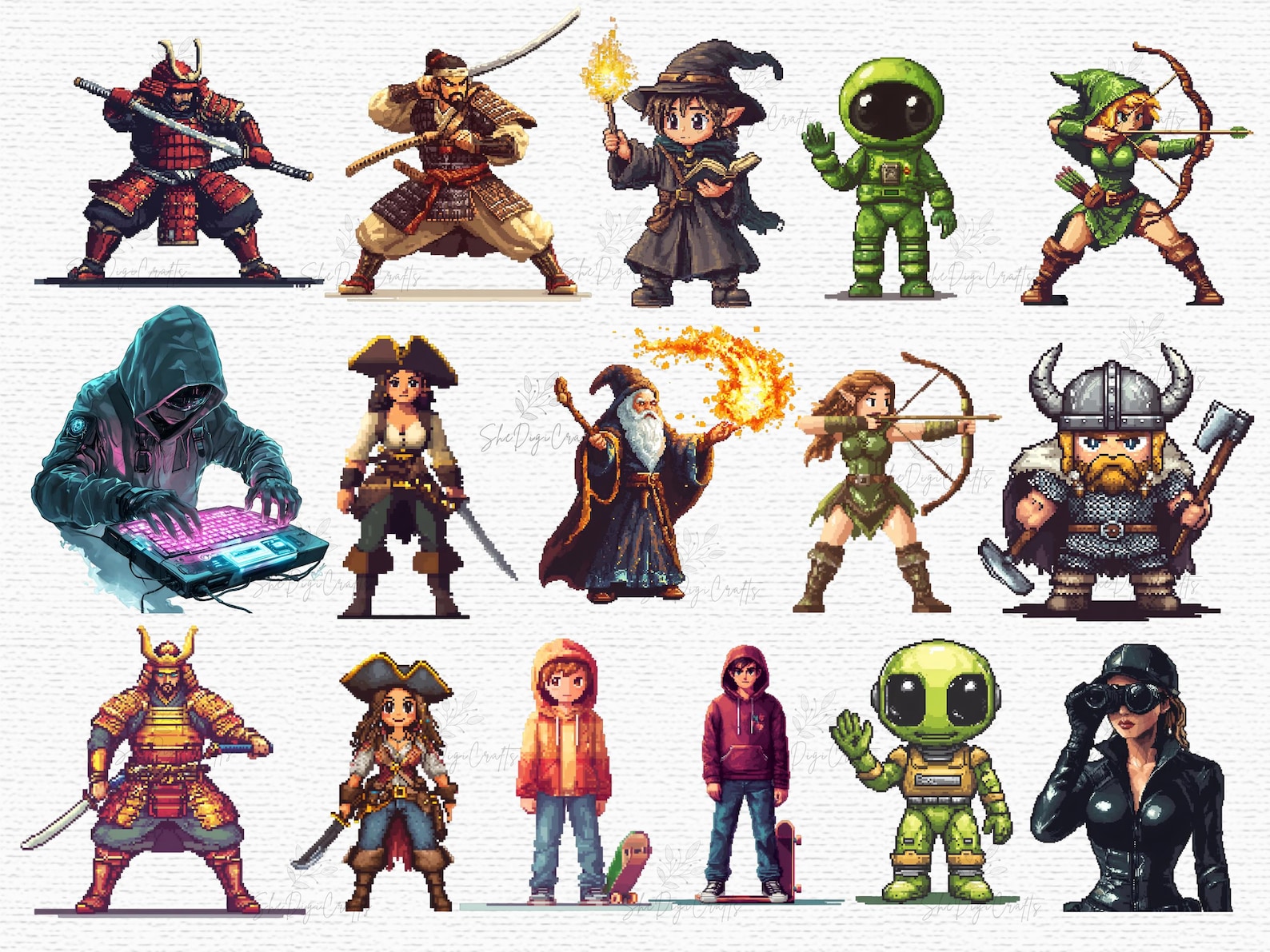 Fantasy Pixel Art Characters Bundle RPG Clipart for Games Dnd Tokens ...