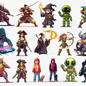Fantasy Pixel Art Characters Bundle RPG Clipart for Games Dnd Tokens ...