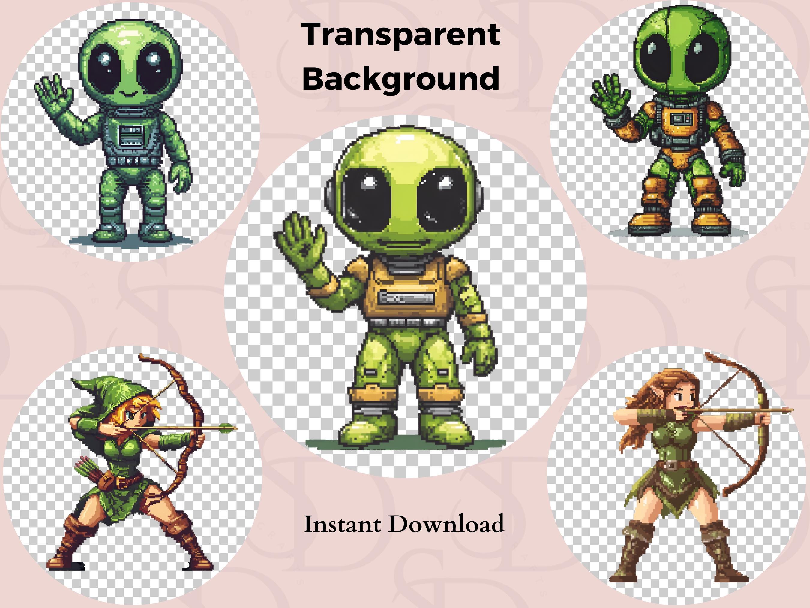 Pixel Art Character PNG Clipart Pack Fantasy Heroes Soldiers Aliens ...