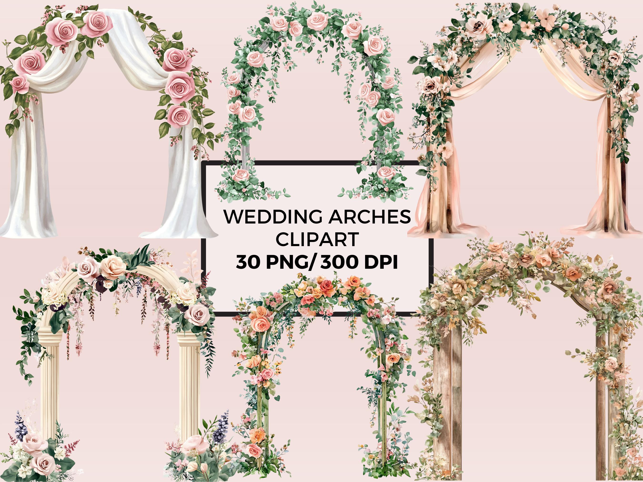 Wedding Arch Clipart Floral Garden Wedding Arch Clipart Pink Floral ...