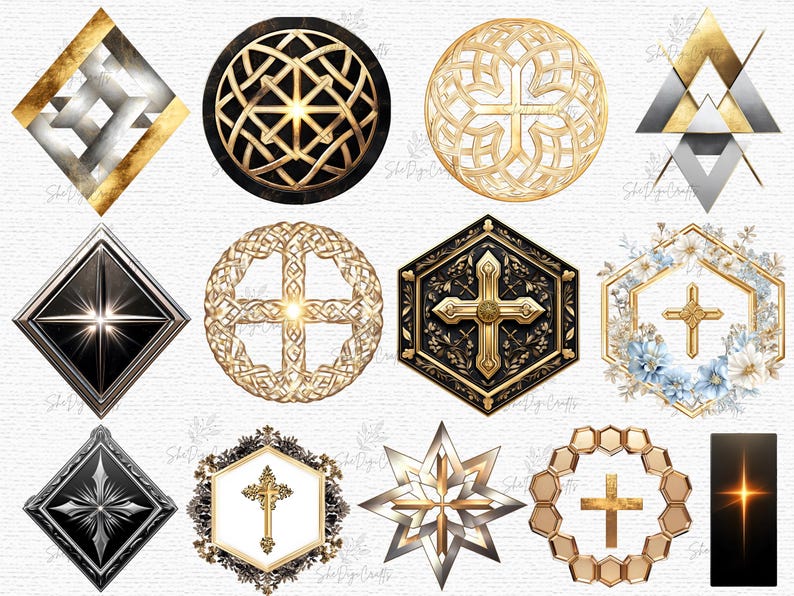 Elegant Gold Baptism Clipart Featuring Religious Icons Holy Bibles and ...