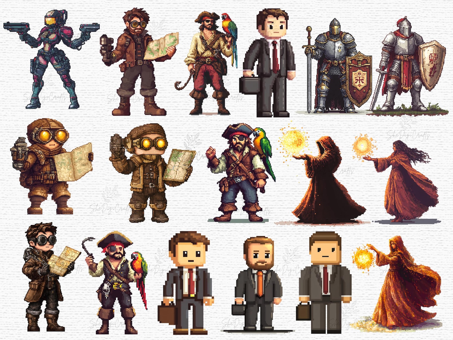 Fantasy Pixel Art Characters Bundle RPG Clipart for Games Dnd Tokens ...