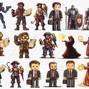Fantasy Pixel Art Characters Bundle RPG Clipart for Games Dnd Tokens ...