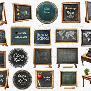 Vintage School Clipart Bundle Retro Classroom Decor Watercolor Desk ...