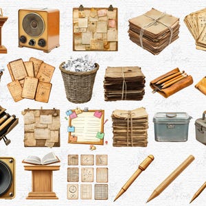 Vintage Watercolor School Clipart Bundle Png Svg, Retro Classroom Decor ...