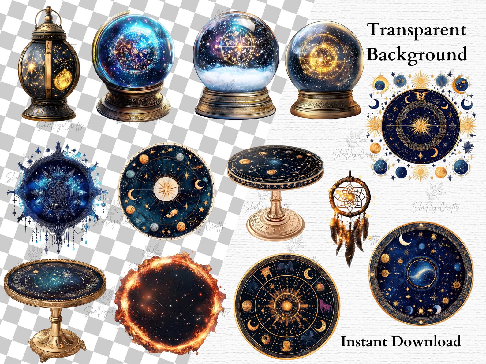 Zodiac Sign Clipart Bundle Astrology Birthday PNG Horoscope ...
