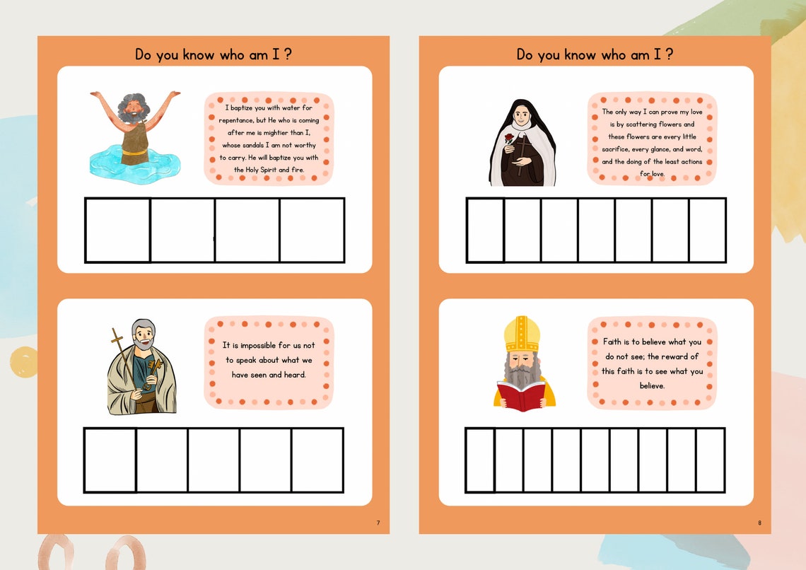 Who Am I Bible Characters and Saints - Etsy