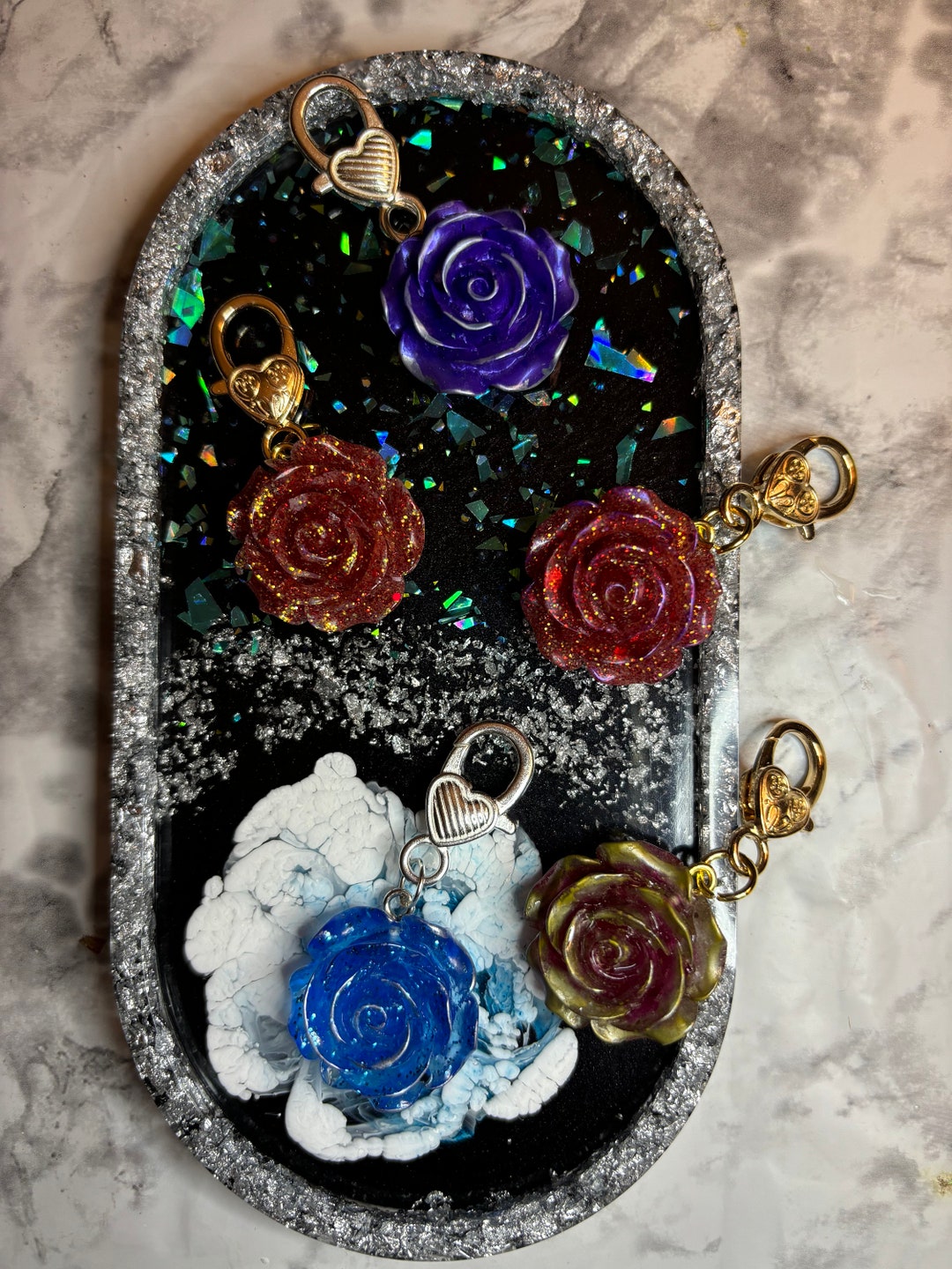 Purse Charm, Flowers Pendant, Clip on Charm, Purse Charm Handbag, Rose ...