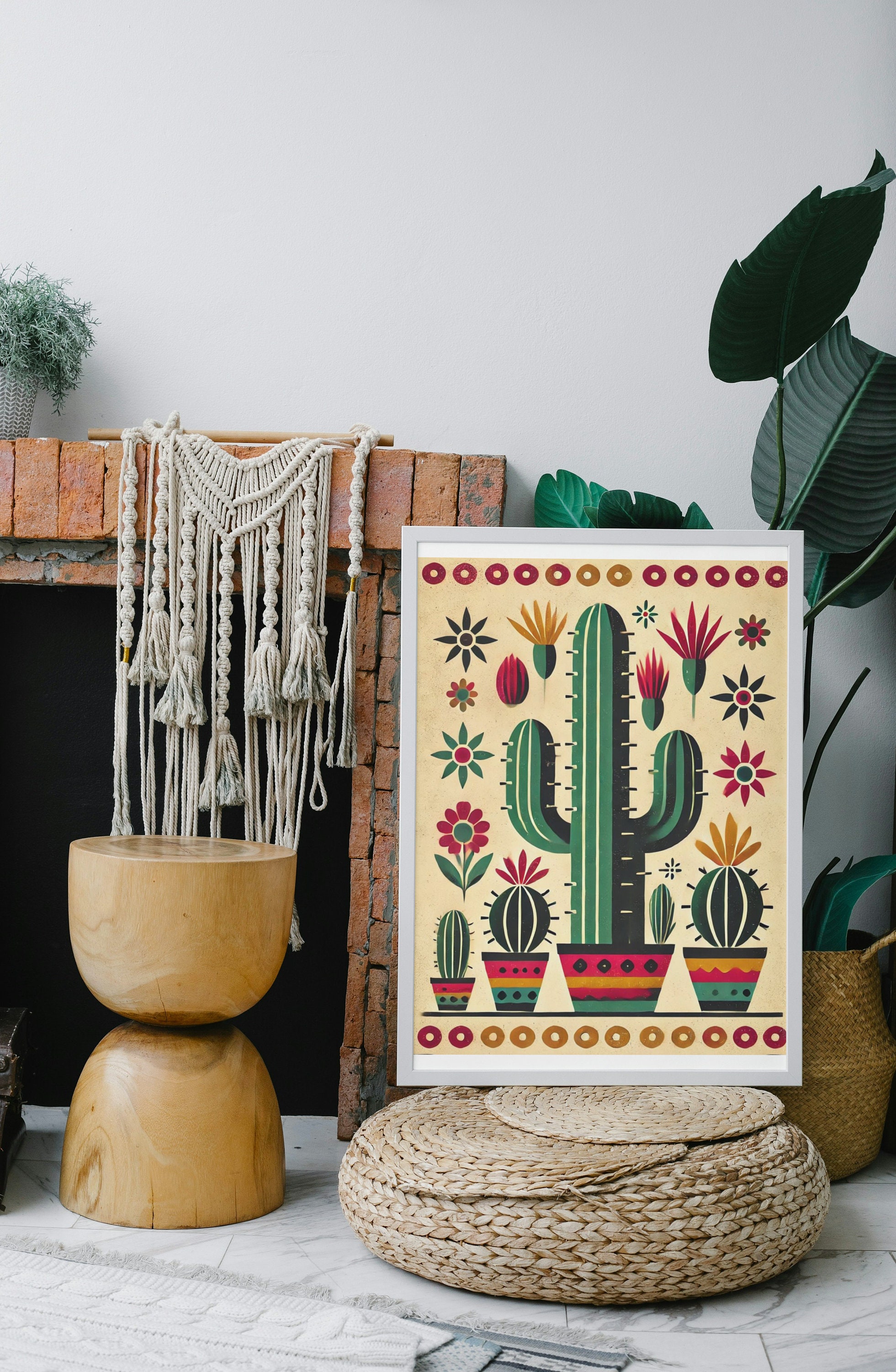 Vintage Cactus Print Mexican Wall Poster Traditional Art Print Latin ...